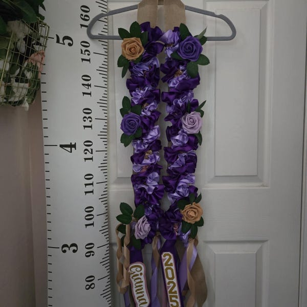 School Color Graduation Celebration Rose Hawaiian Ribbon Lei - Etsy