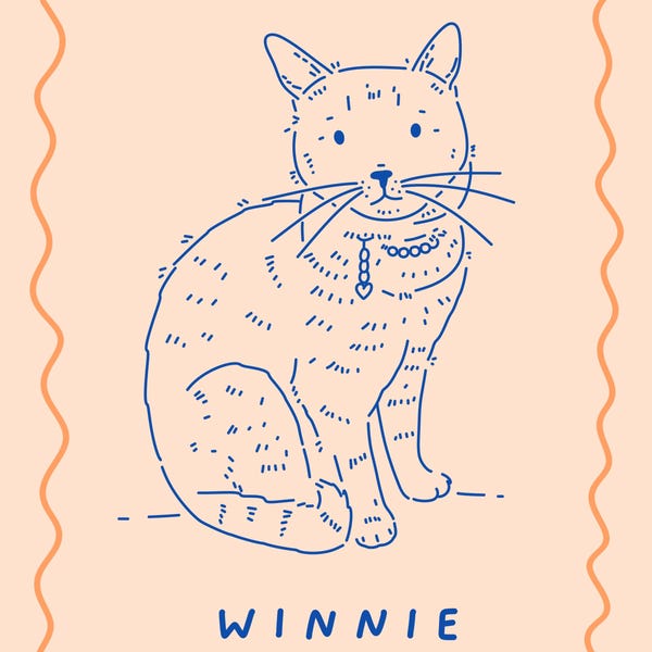 Custom Cat Portrait Cute Cat Poster Personalized Badly Drawn Pet Art ...