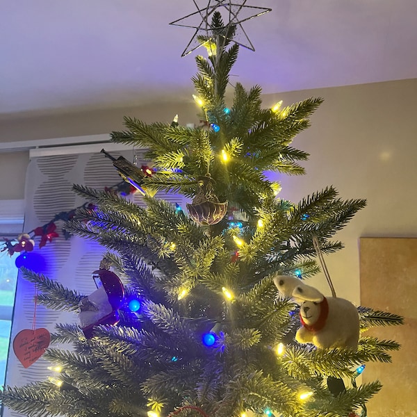 Clear Textured Star Stained Glass Tree Topper for Christmas Trees ...