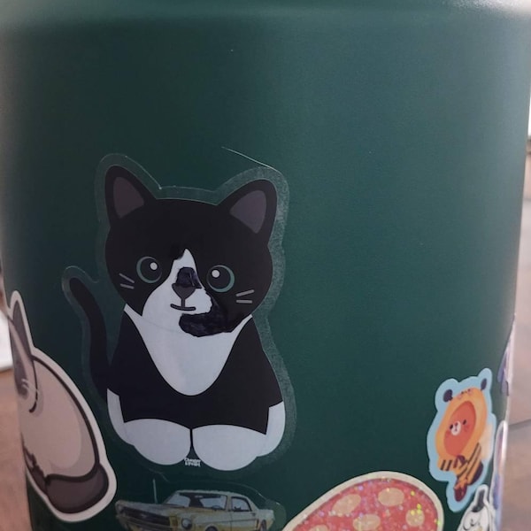 Tabico Calico Tabby Cat Vinyl Sticker for Water Bottle and Laptop, Cute ...