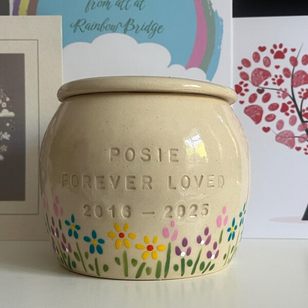 Handmade Pet Urn | Garden Blossoms | Ceramic Urn | for Ashes ...