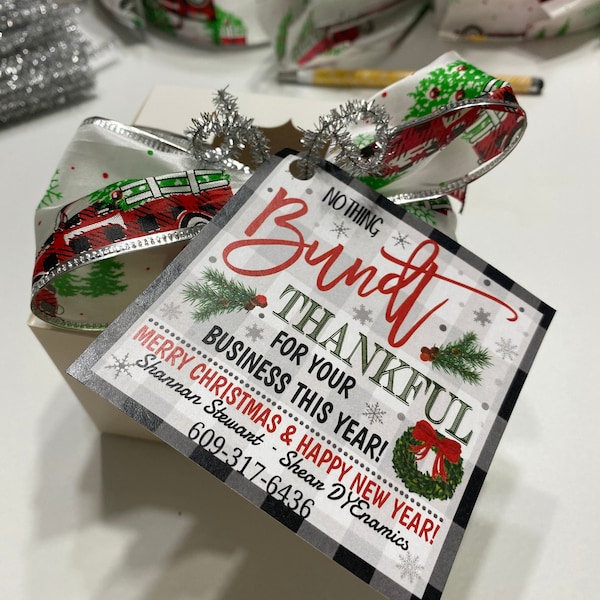 Christmas Bundt Cake Gift Tag, Nothing Bundt Thankful for Your Business ...
