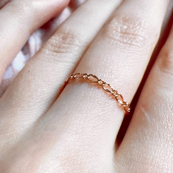 16K Gold Plated Chain Ring Twist Rings Best Gift for Her Permanent Golf ...