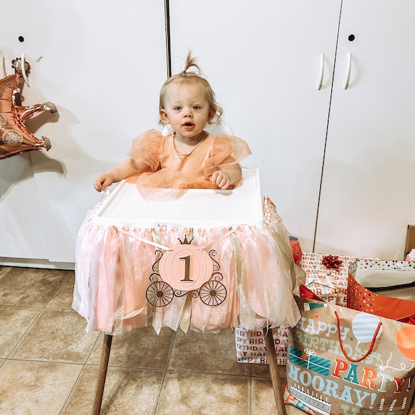 Princess First Birthday, Princess High Chair Banner, Pink Princess ...