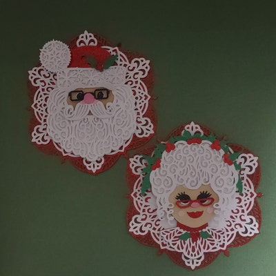 Santa and Mrs Claus 3D Papercut Template Set, SVG, PDF, Dxf, Layered ...