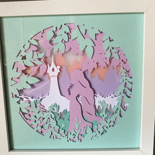 Rapunzel 1 Fairy Tale Inspired Shadow Box SVG PDF PNG Paper Cutting ...