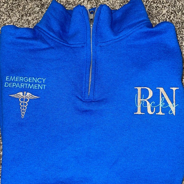 Custom Embroidered Registered Nurse Quarter Zip With Credential and ...