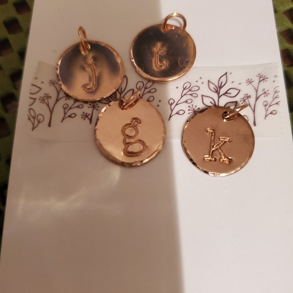 Sterling Silver Initial Disc Charm - Rose Gold Personalized Initial ...