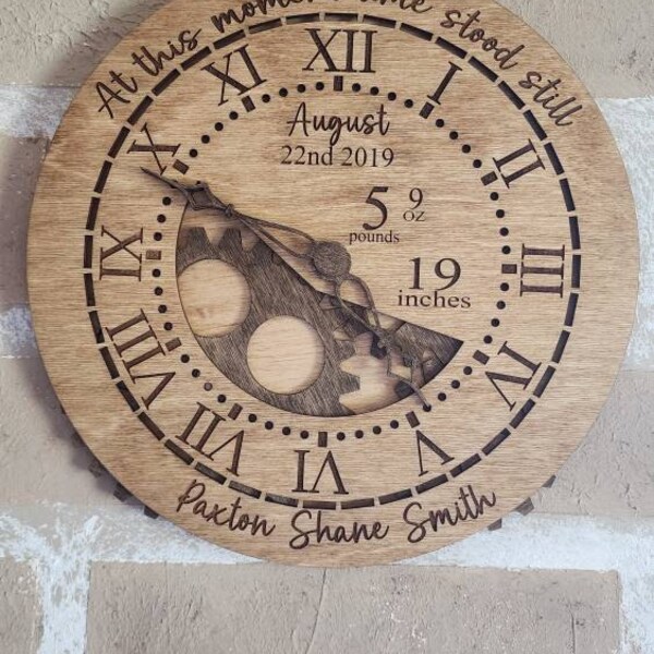 Digital File - 3 Layer Baby Birth Clock With Optional Moveable Gears ...