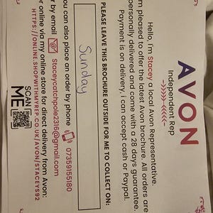 AVON Catalog Accompanying Sheet Size A5, Collect Brochure and Orders ...