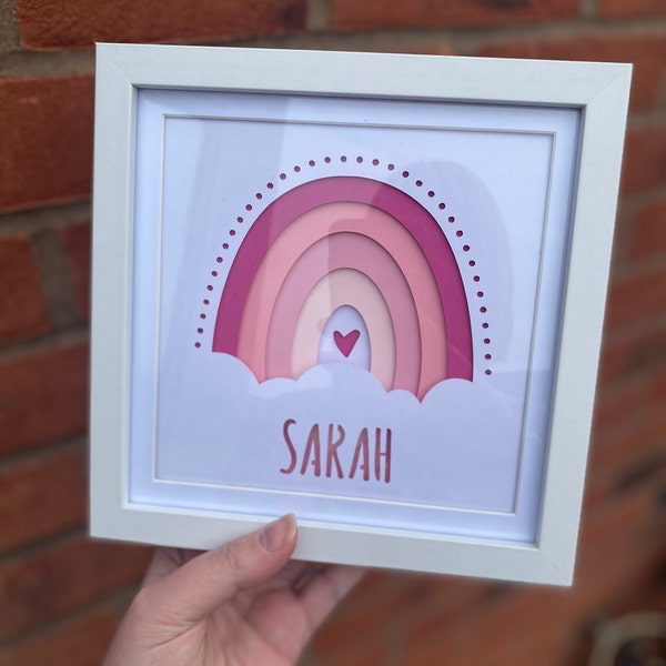 3D Custom Name Shadow Box, Boho Rainbow Svg, Layered Paper Art, Files ...