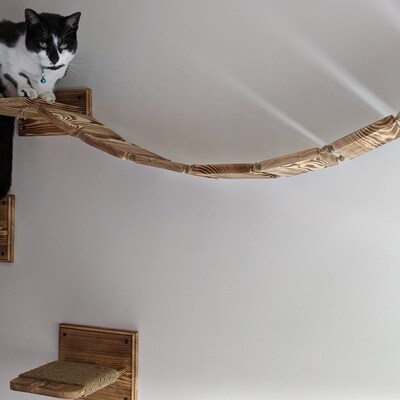 Large Wall Mounted Cat Bridge Lounge Platform Built Solid Wood and ...
