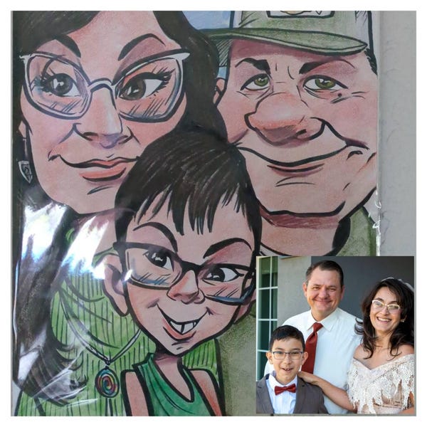 3 Faces Color Caricature Portrait - Etsy