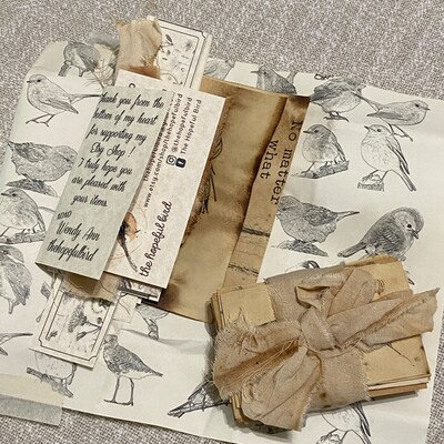 BIRDIE JUNK JOURNAL, Tea Dyed Paper Journal, Coffee Stained Paper ...