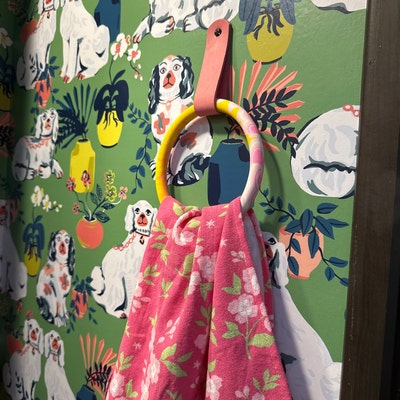 Jesmonite Towel Ring With Leather Strap - Etsy