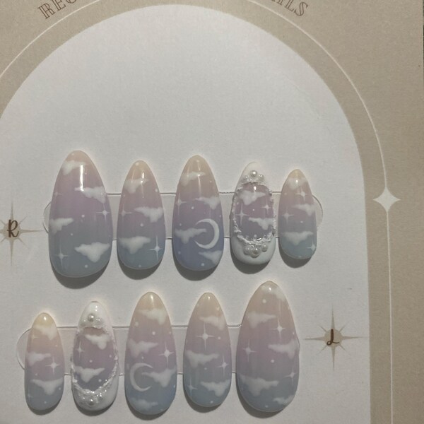 FREYA Y2K Graffiti Press on Nails Lily Pad Nails Abstract Green Ombre ...