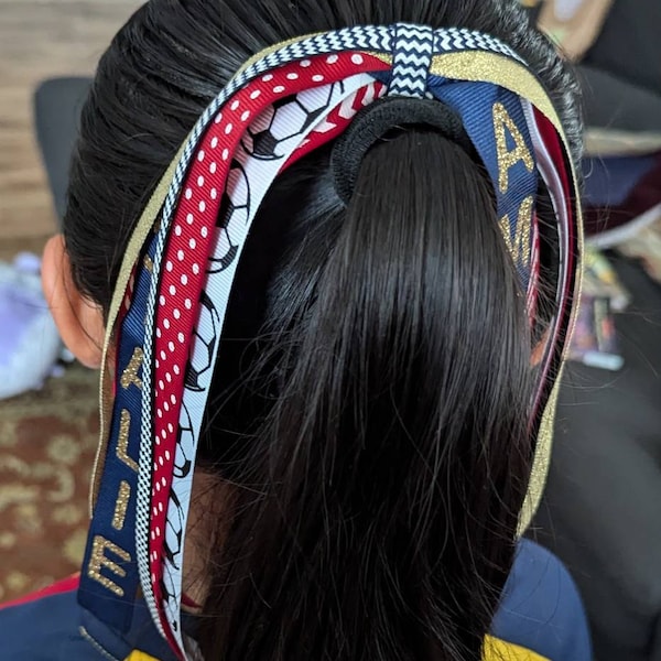 Personalized Glitter Ponytail Holder Streamer With Sports Ribbon… Game ...