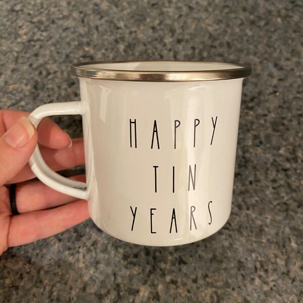 Tally Marks Tin Year Anniversary Gift Mug | Personalized 10th Wedding ...