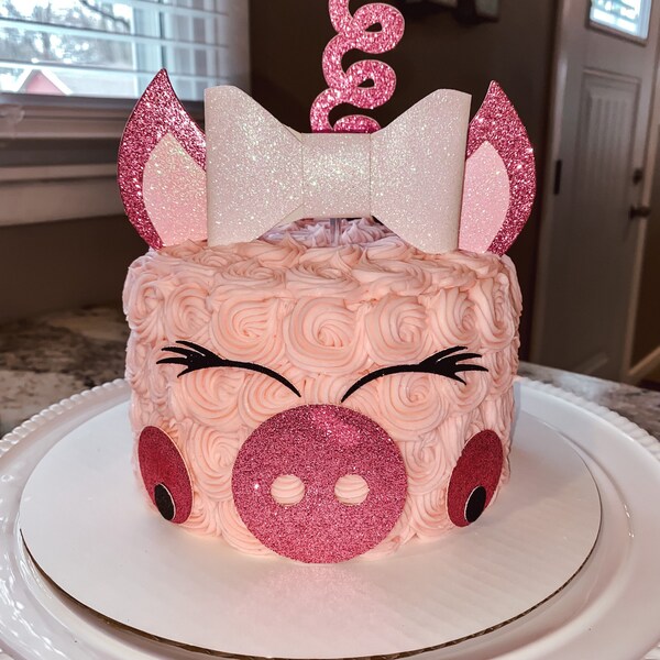 Pig Face Cake Topper Cake Topper – Pig Theme Party – Pig Themed Decor ...