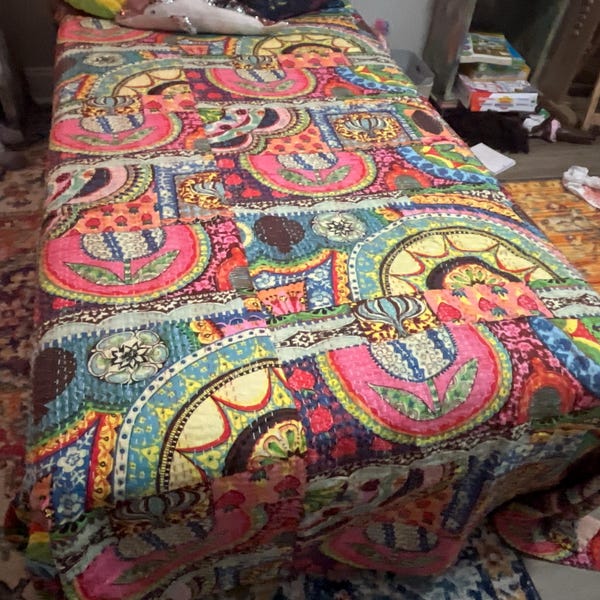 Handmade Quilt for Decorative Bohemian Bedspread Kantha Quilt Indian ...