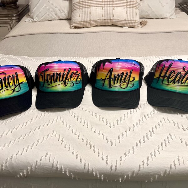 Airbrush Trucker Hat Custom, 5 Panel Graffiti Trucker Hat, Trendy Cool ...