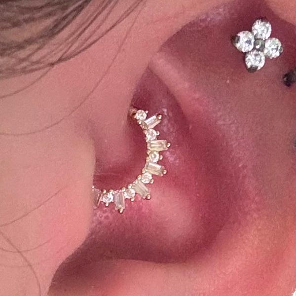 6mm-12mm, Dainty Emerald Teardrop Double Chain Helix Piercing ...