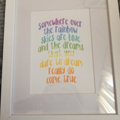 Somewhere Over the Rainbow Art Print Baby Gift Pretty Nursery Decor ...