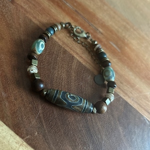 Third Eye Energy Bracelet for Men Mens Gemstone and Wooden Bead Boho ...