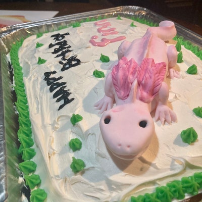 Fondant Axolotl Cake Topper Fondant Salamander Fondant Reptile Axolotl ...