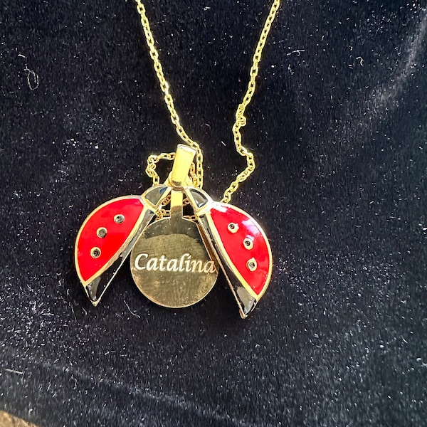 14K Gold Ladybug Necklace, Custom Opening Wings Ladybird Pendant, Cute ...