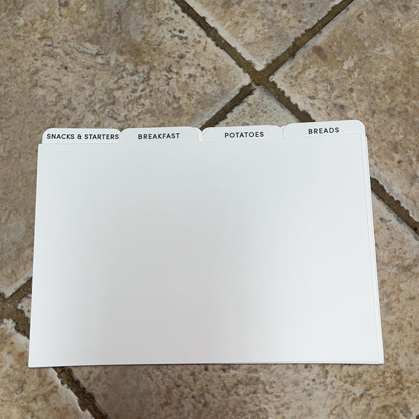 Recipe Card Box Dividers, Quantity 16, Recipe Organization, North Star ...