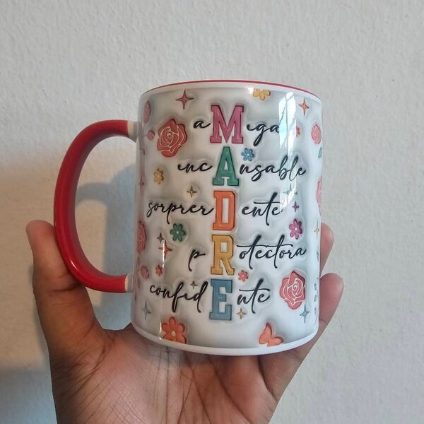 Personalized Holding Mama's Hand 3D Inflated Effect Mug, Spanish Mother ...