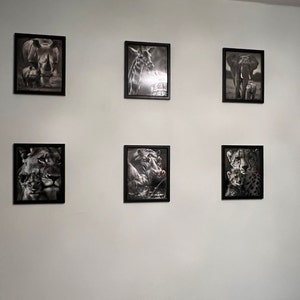 Big 5 African Animals | Black and White | Digital Print | Lion | Buffalo | Elephant | Leopard ...