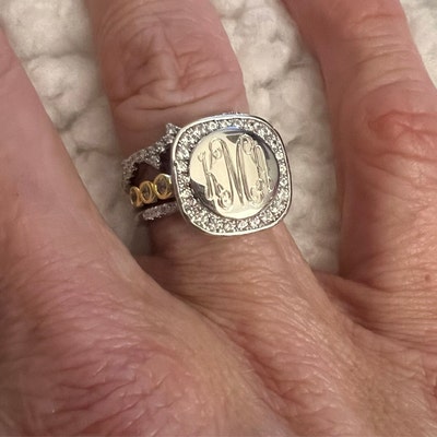 Monogram Sterling Silver Royal CZ Ring - Etsy
