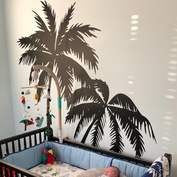 Palm Tree Wall Decal - Wall Decor - Coconut Tree Vinyl Sticker Beach ...