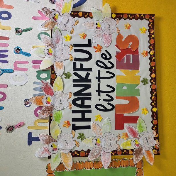 Thanksgiving Turkey Bulletin Board Kit: Fall Classroom Decor (digital ...