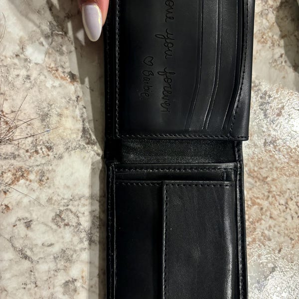 Hebrew, Arabic, Cyrillic Fonts Engraved Wallet, Personalized Genuine ...