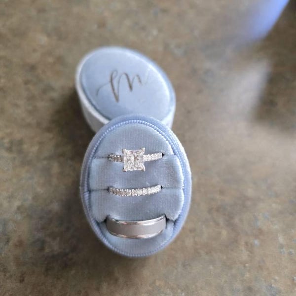 3 Slot Ring Box Wedding Velvet, 3 Slot Custom Wedding Ring Box ...