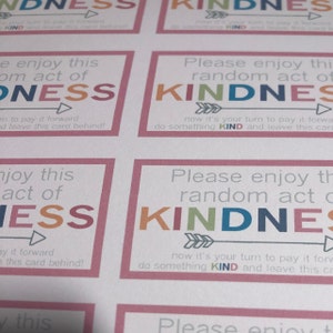 Printable Random Act of Kindness Cards, RAOK, Pay It Forward, DIY ...