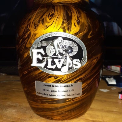 Marbled Gold & Black Elvis Cremation Urn 892 - Etsy