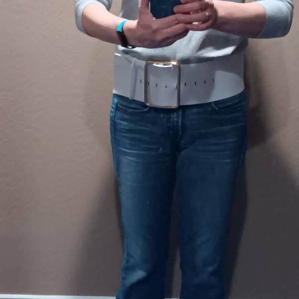 11 Cm 4 Inch Black Leather Wide Waist Belt, Maxi Oversized Buckle ...