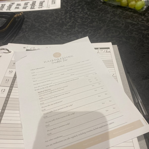 Professional Hair Stylist Client Forms, Consent for Hair Coloring ...