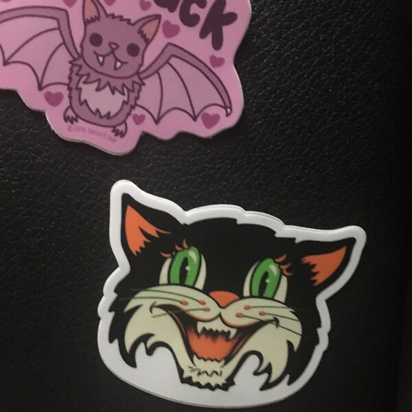 Black Cat Sticker / Bumper Sticker / Vinyl Sticker / Vintage Image ...