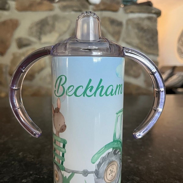 12oz Straight Sublimation Sippy Cup Wrap, Green Tractor, Farm Sippy Cup ...