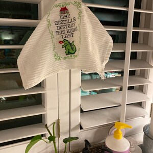 May Godzilla Destroy This Home Last Embroidered Kitchen Towel | Etsy