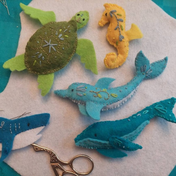 Plush Sewing Pattern for 12 Different Sea Creatures Felt Animals, PDF ...
