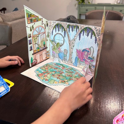 Printable Coloring Book Fairy House, Portable, Foldable, DIY, Paper ...