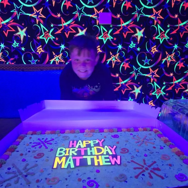 Glow Party Cake Topper, Neon Birthday Cake Topper, Personalized Cake ...