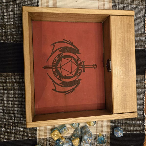 Custom Wooden DND Dice Box Tray RPG Dice Rolling Mat Tabletop Games D&D ...