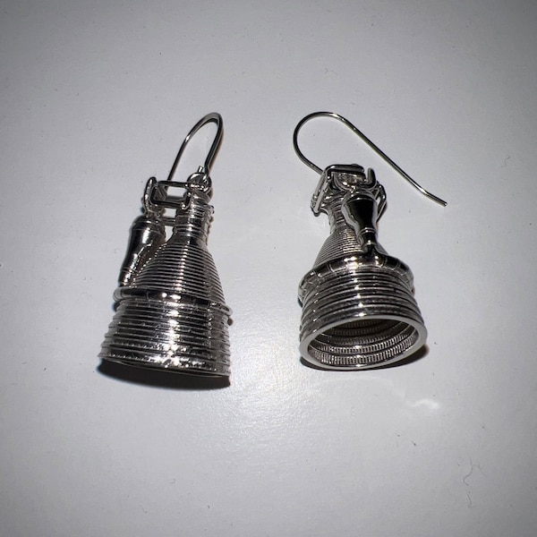 Rocket Engine Earrings, 3D Printed Jewelry, F-1 Saturn V Rocket Engines ...